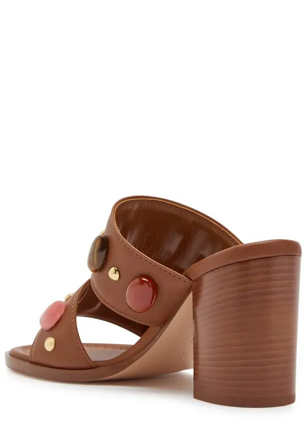 GIANVITO ROSSI Pasha Embellished Leather Sandals - Tan