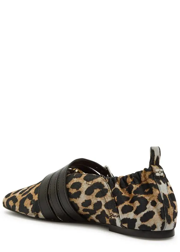 GANNI Print Suede Ballet Flats - Leopard
