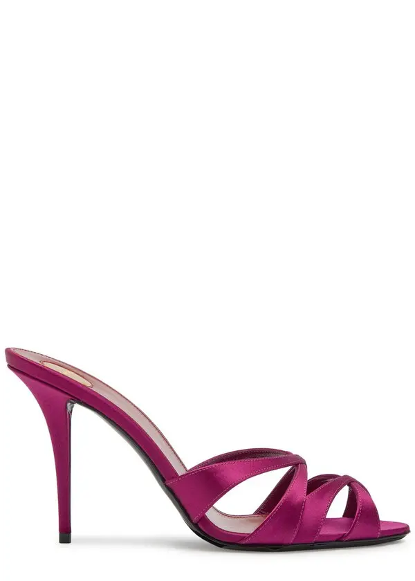 Saint Laurent Chandelle 95 Satin Mules - Pink