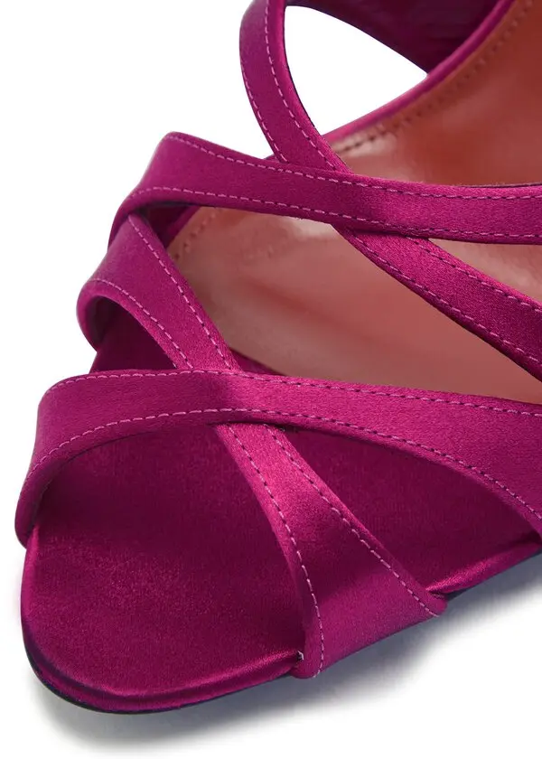 Saint Laurent Chandelle 95 Satin Mules - Pink