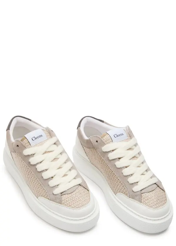 CLEENS Luxor Panelled Raffia Sneakers