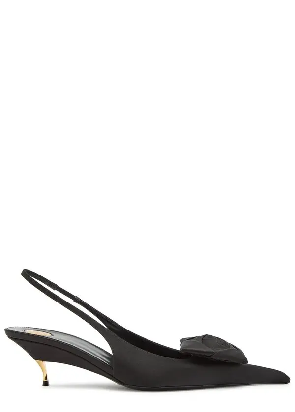 Saint Laurent Floral-appliquéd Satin Mules