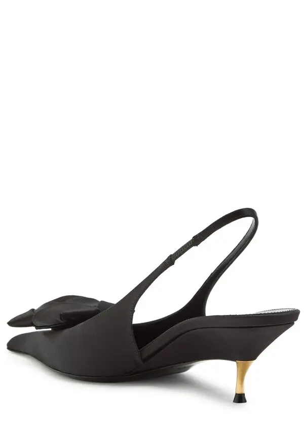 Saint Laurent Floral-appliquéd Satin Mules