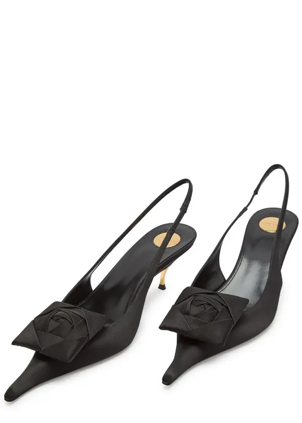 Saint Laurent Floral-appliquéd Satin Mules