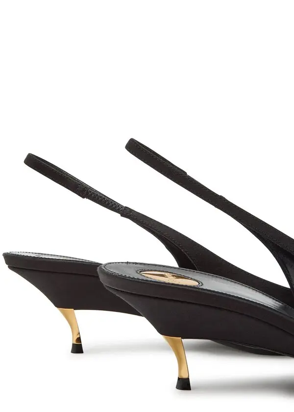 Saint Laurent Floral-appliquéd Satin Mules