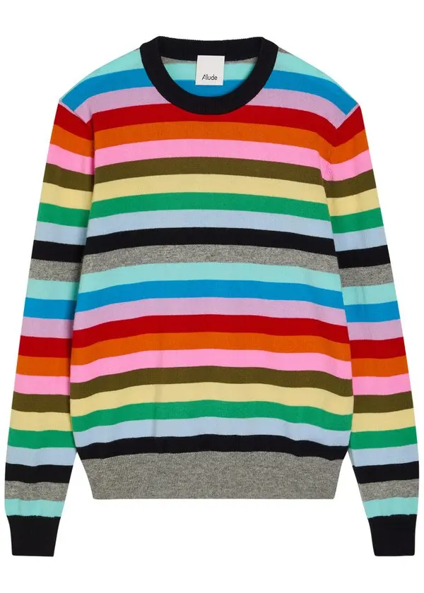 ALLUDE Striped Cashmere Jumper