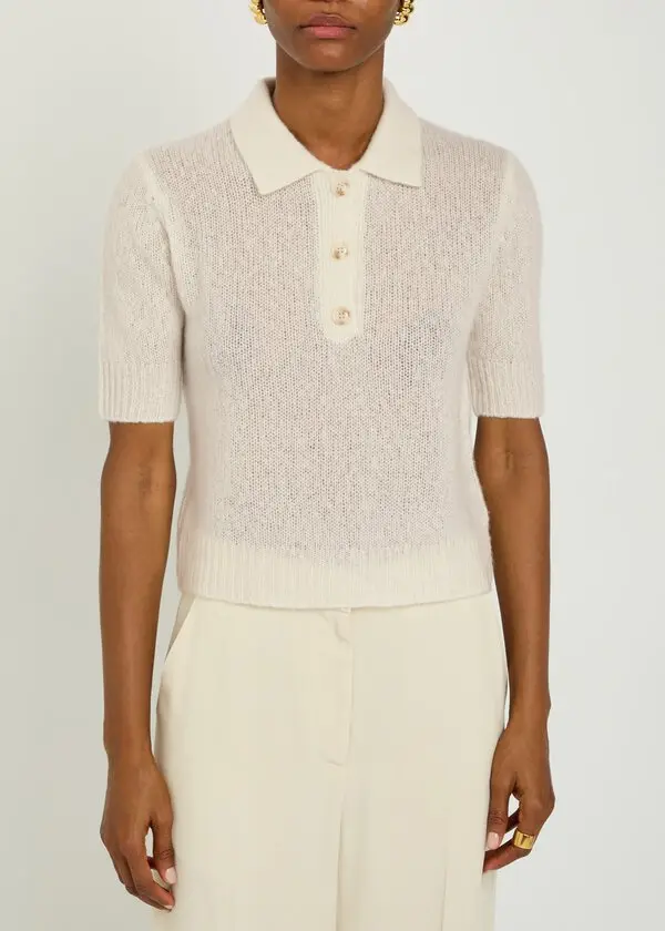 LISA YANG Masy Cashmere And Silk-blend Polo Top - Cream