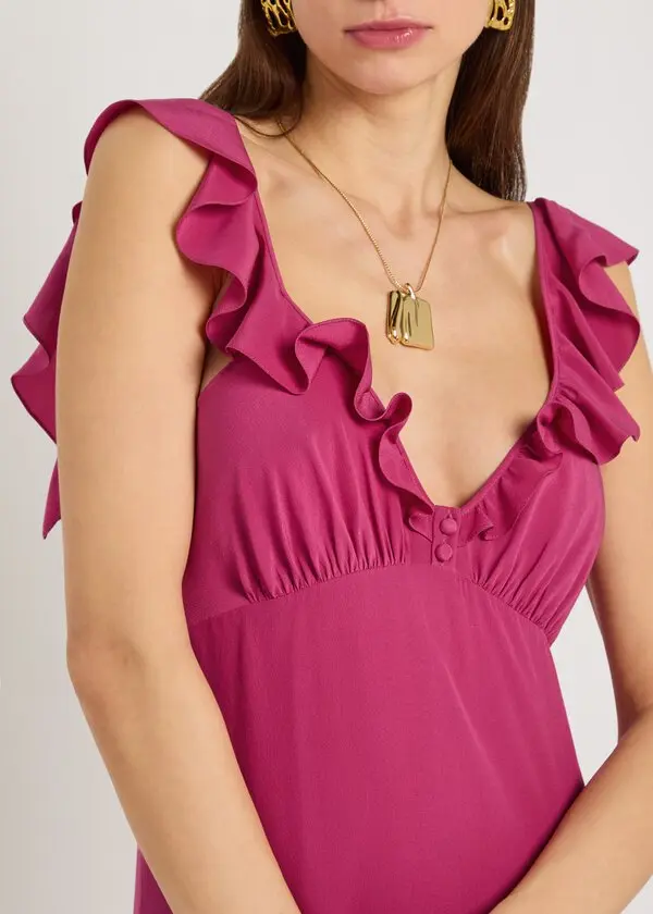 Chloé Ruffled Silk Midi Dress