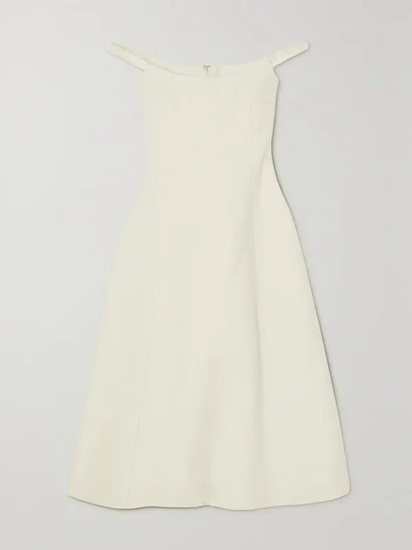 Khaite Uma Off-the-shoulder Melton Wool-blend Midi Dress