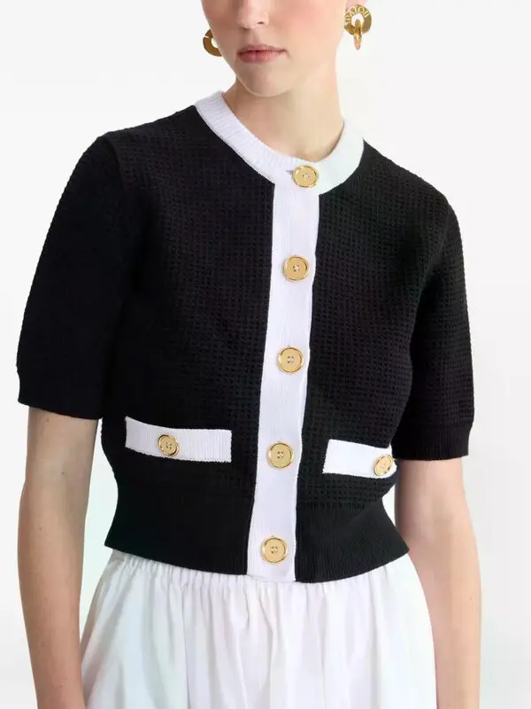 PATOU Collarless Textured Top - Black