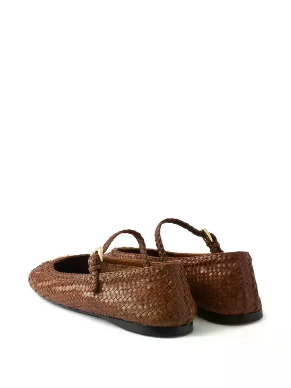 Prada Woven Leather Ballet Flats - Brown