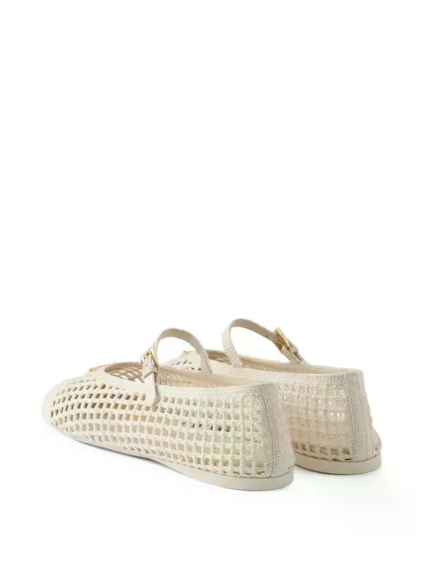 Prada Crochet Ballet Flats With Enamelled Triangle Logo