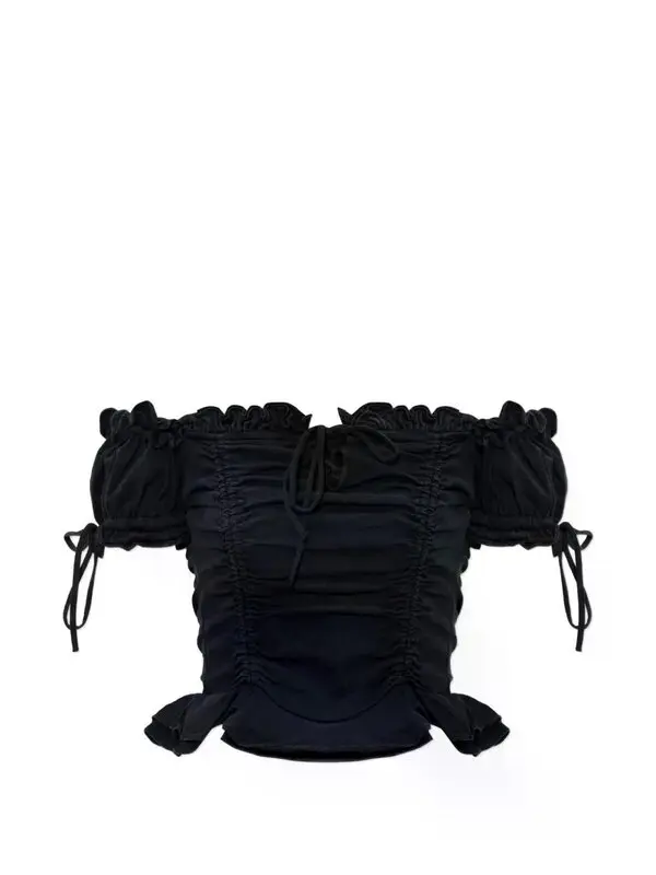 Balenciaga Ruffled Off-shoulder Top - Black