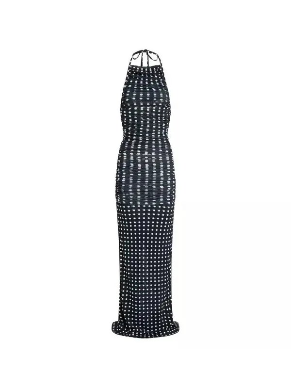 PATOU Halterneck Polka Dot Maxi Dress