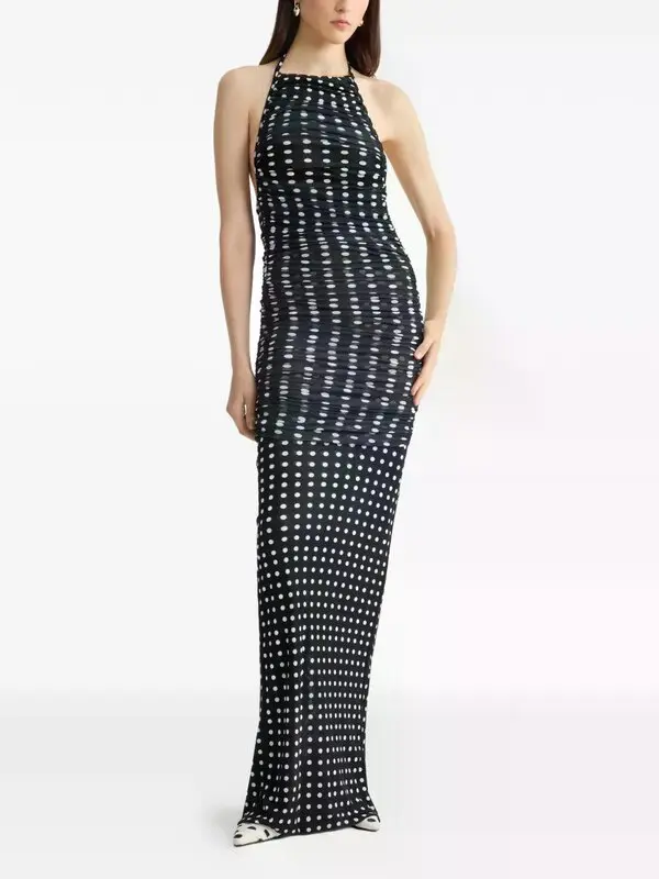PATOU Halterneck Polka Dot Maxi Dress