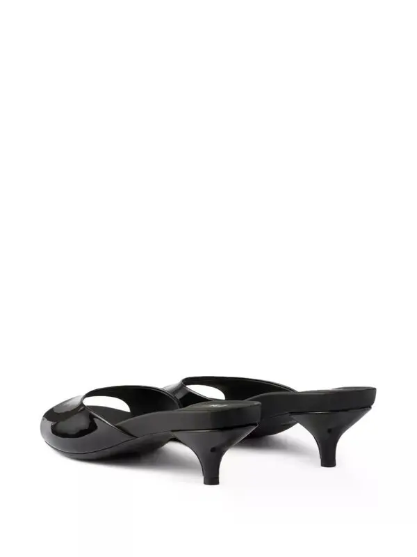 Prada 45mm Leather Heeled Mules - Black