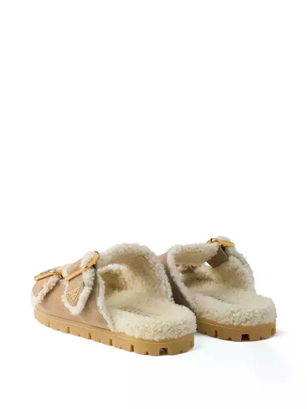 Prada Shearling Slides - Neutrals