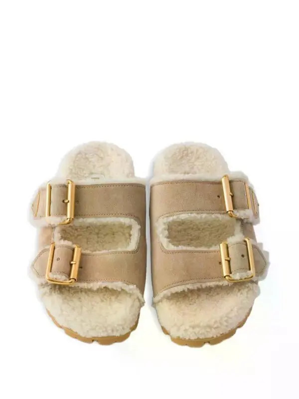 Prada Shearling Slides - Neutrals