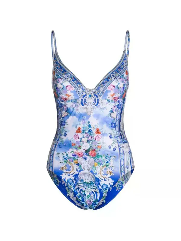 Camilla Triangle Underwire One Piece Swimsuit - Blue