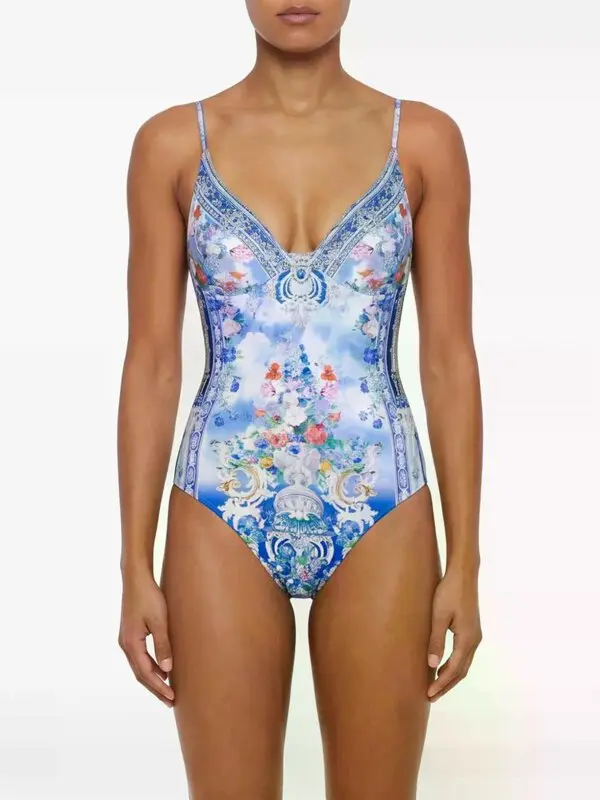 Camilla Triangle Underwire One Piece Swimsuit - Blue