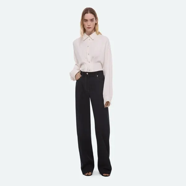 Helmut Lang Relaxed Bootcut Wool Gabardine Trousers