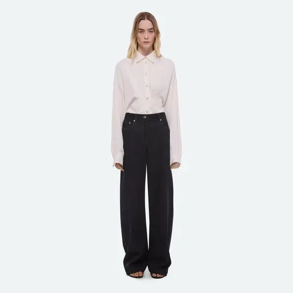 Helmut Lang Relaxed Bootcut Wool Gabardine Trousers