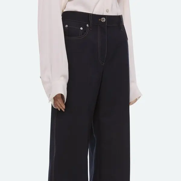 Helmut Lang Relaxed Bootcut Wool Gabardine Trousers