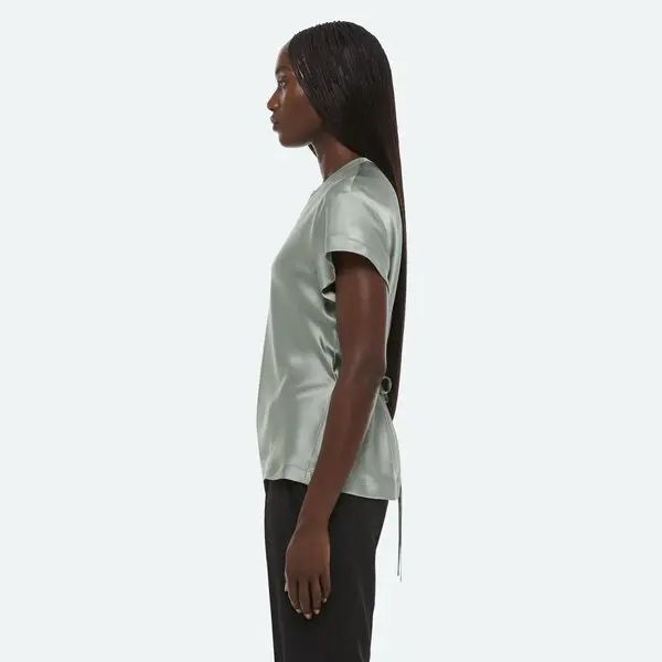 Helmut Lang Silk Satin Tee - Aqua Gray