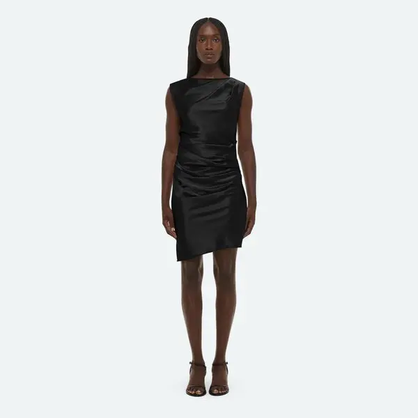 Helmut Lang Silk Draped Mini Dress - Black