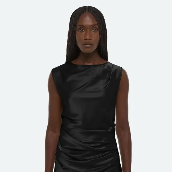 Silk Draped Dress in Black - XS