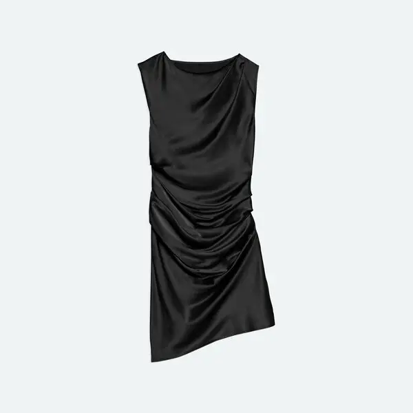 Helmut Lang Silk Draped Mini Dress - Black