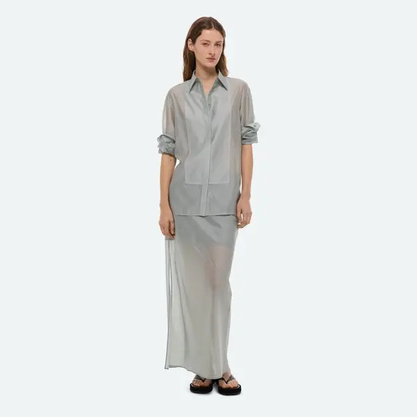 Helmut Lang Sheer Tux Shirt - Aqua Gray