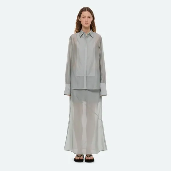 Helmut Lang Sheer Tux Shirt - Aqua Gray