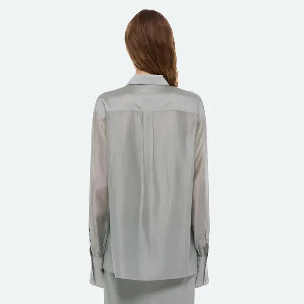 Helmut Lang Sheer Tux Shirt - Aqua Gray