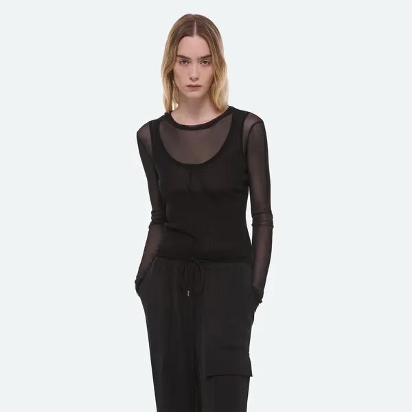 Helmut Lang Layered Mesh Top - Black