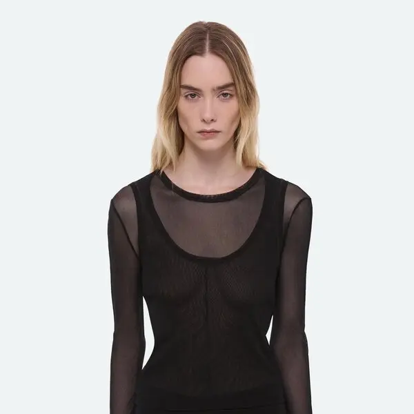 Helmut Lang Layered Mesh Top - Black
