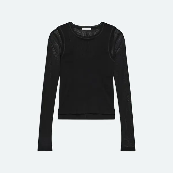 Helmut Lang Layered Mesh Top - Black