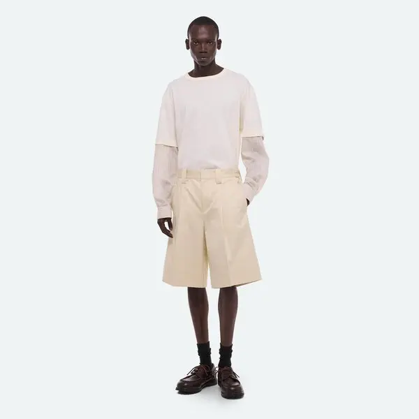 Helmut Lang Chino Pleated Shorts - Oatmeal