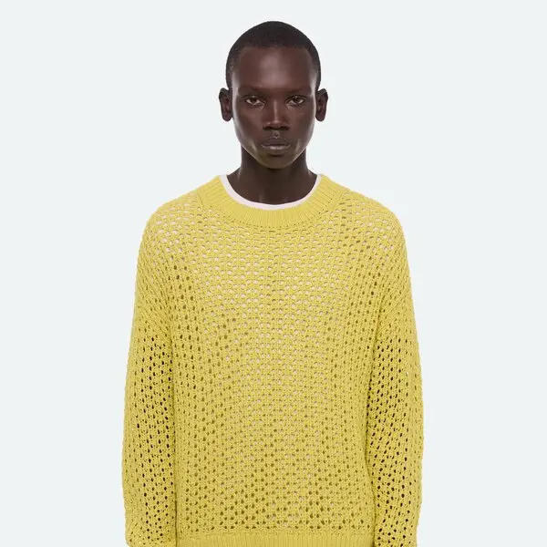 Helmut Lang Netted Crewneck Sweater - Chartreuse