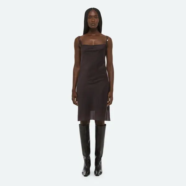 Helmut Lang Airy Voile Slip Mini Dress - Bistre