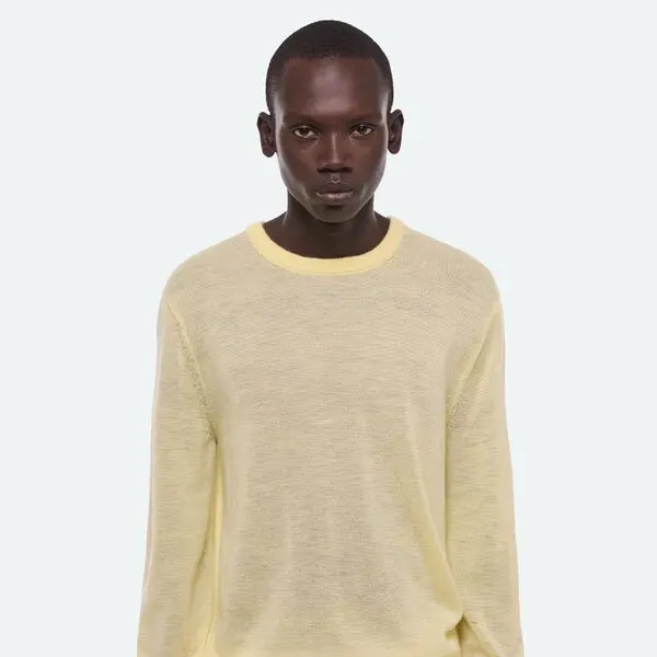 Helmut Lang Sheer Voile Crewneck Top - Yellow