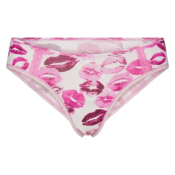 SKIMS Lace Hipster | White | | Lightweight Cotton - Pink Allover Lipstick