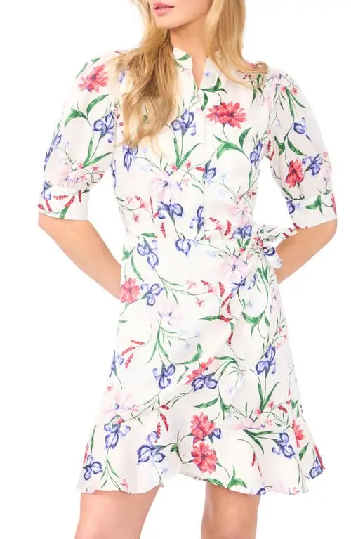 CECE DUPRAZ Floral Print Wrap Dress - New Ivory