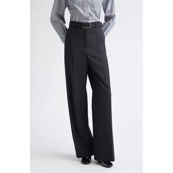 Sportmax High-waist Wide-leg Wool-blend Gabardine Pants