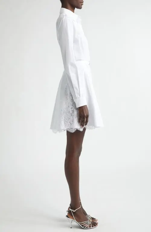 Versace Belted Long-sleeve Cotton Poplin Shirtdress - Optical White