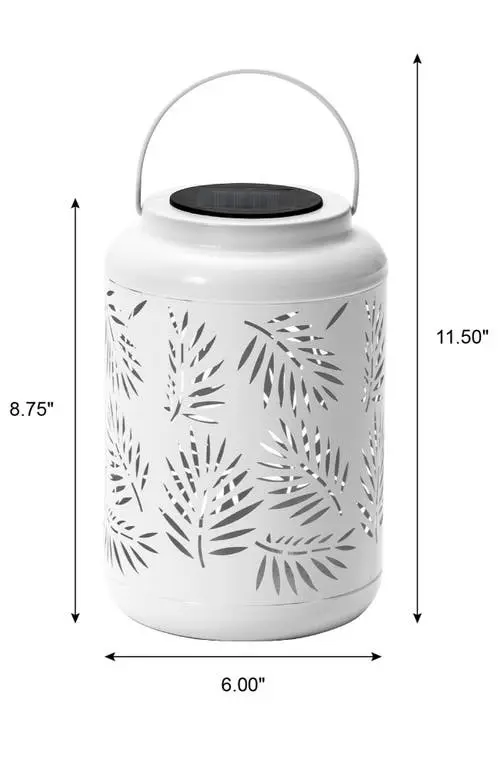 GLITZHOME Metal Cutout Leaf Solar Powered Outdoor Hanging Lantern With Led Light