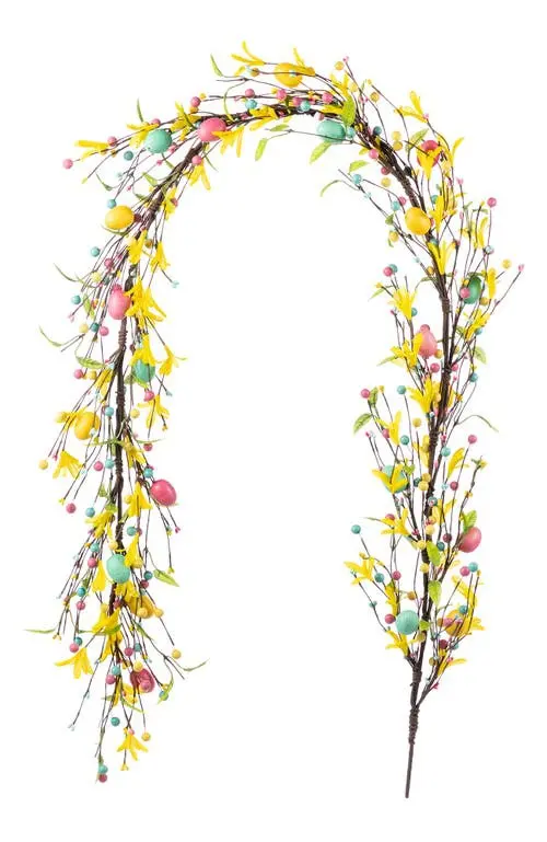 GLITZHOME 72"l Easter Egg Berries & Flower Garland - Yellow