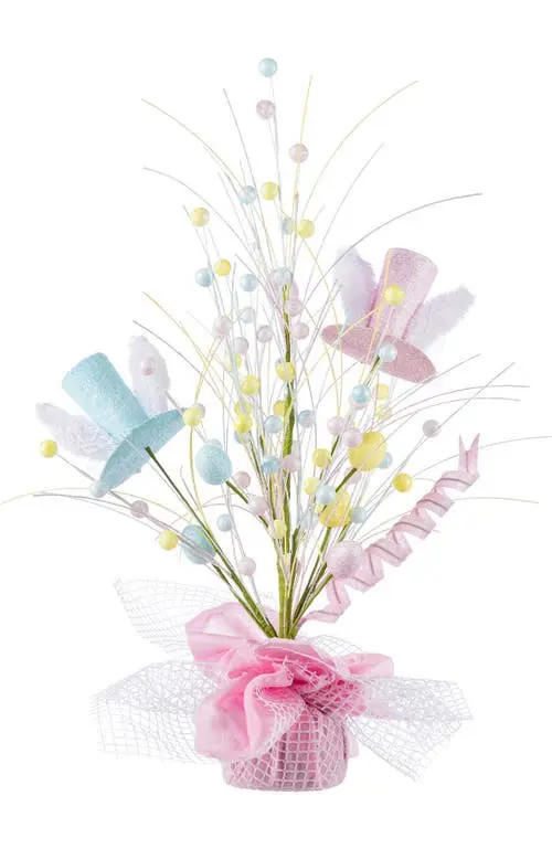 GLITZHOME 21"h Easter Glitter Egg & Top Hat Table Tree