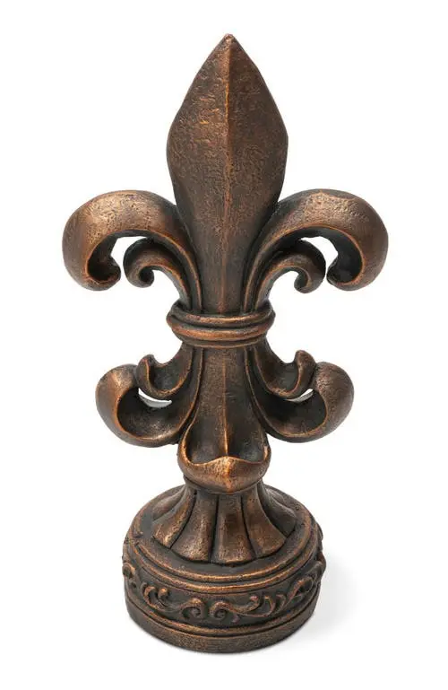 GLITZHOME 27.25"h Mgo Standing Fleur De Lis French Holiness Garden Statue