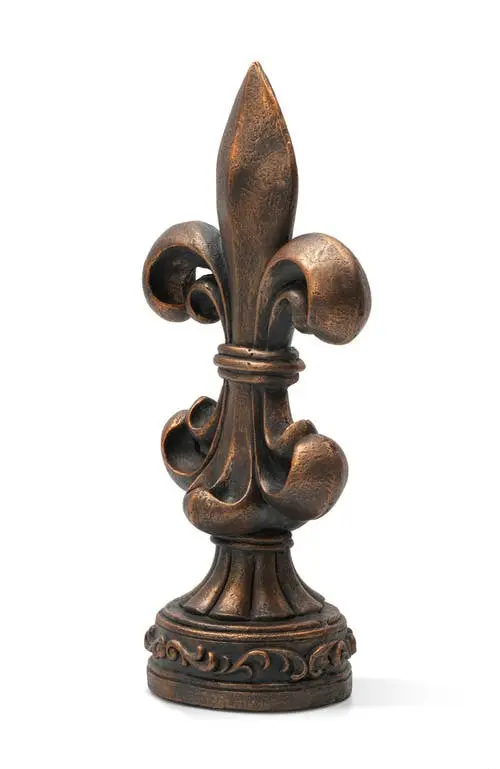 GLITZHOME 27.25"h Mgo Standing Fleur De Lis French Holiness Garden Statue
